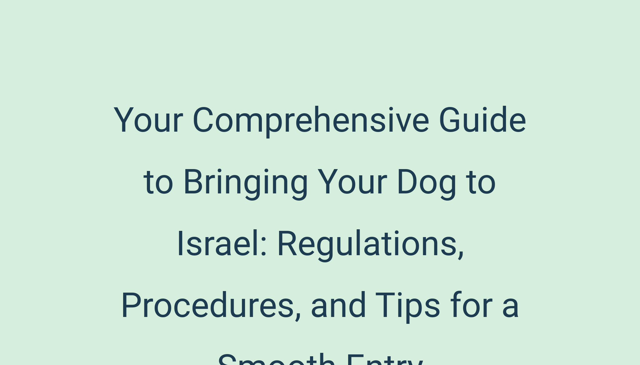 Your Comprehensive Guide to Bringing Your Dog to Israel: Regulations ...